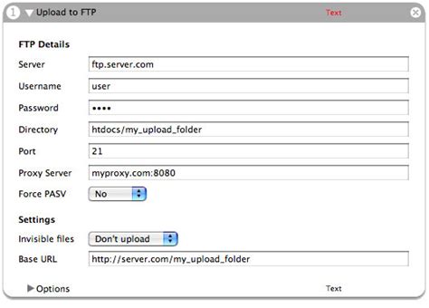 upload to ftp an automator action for os x