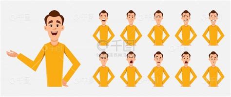 动画免抠元素 具有各种面部情绪和唇形同步的休闲男人角色。自定义动画的角色。 素材免费下载 626像素 ai格式 编号66634607 千图网