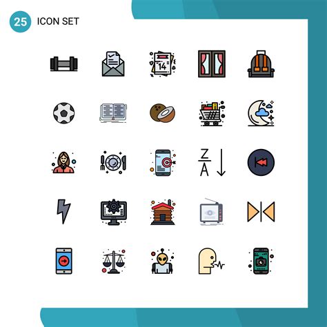 Editable Vector Line Pack Of 25 Simple Filled Line Flat Colors Of Backpack Home Invite Furniture