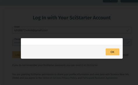 Issue With Log In With Scistarter Account · Issue 212 · Scistarter