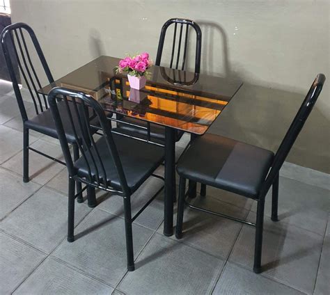 Dining Set 4 Seater Glass Table Uratex Foam Lazada Ph