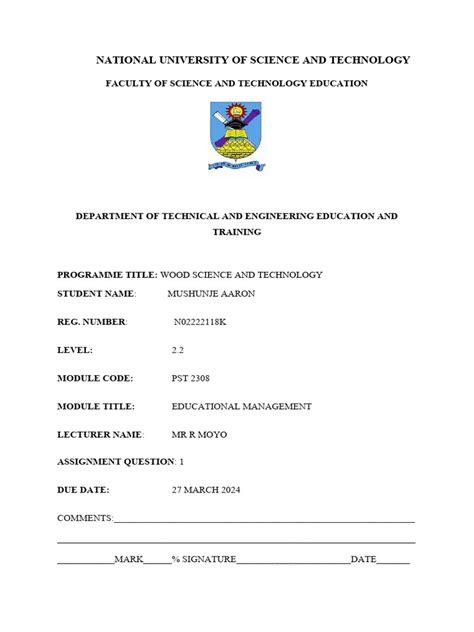 Education Management Assignment Mr Mushunje Pdf Strategic Planning Leadership