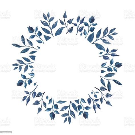푸른 잎과 꽃의 수채화 타원형 프레임 화환은 초대장 카드 및 기타 프로젝트에 적합합니다 개화기에 대한 스톡 벡터 아트 및 기타 이미지 개화기 곤색 꽃 나무 Istock