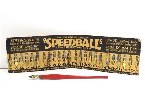 Antique Speedball Pen Tip Display 16 Nibs Plus Pen Holder Etsy