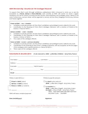 Fillable Online ADAC Membership Donation For The Catalogue Chen
