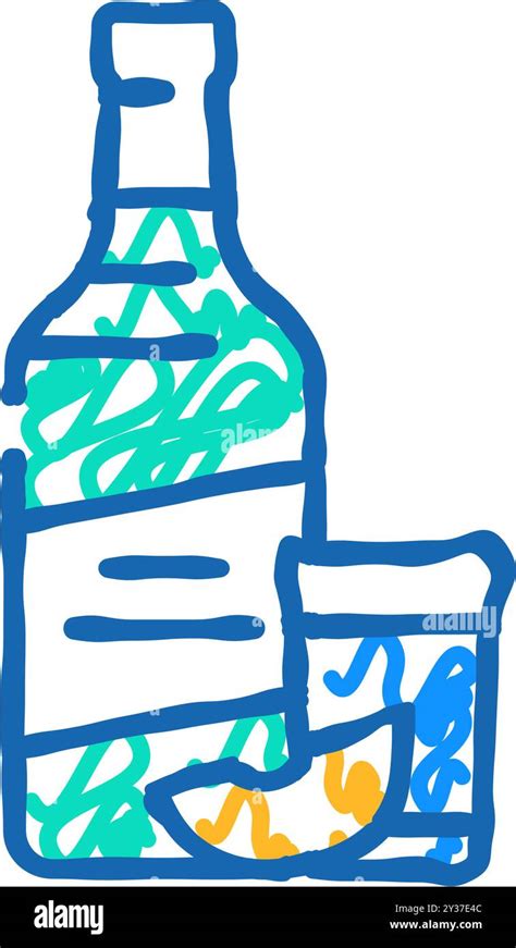 Soju Bottle Korean Cuisine Icon Doodle Illustration Stock Vector Image