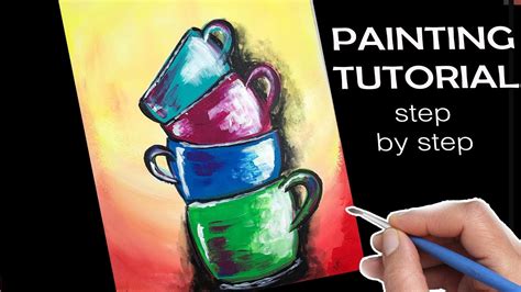 Painting For Beginners COFFEE CUPS How To Paint In Acrylics Step By