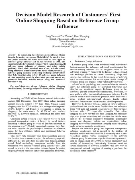 Decision Model Research Of Customers First Online Shopping Based On Reference Group Influence