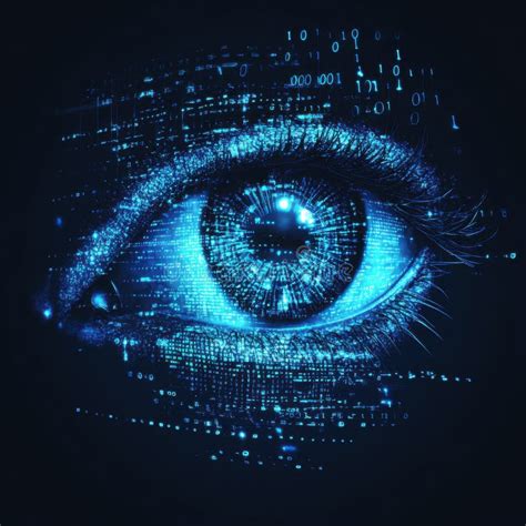 Futuristic Digital Eye With Binary Code And Data Flow Stock Image