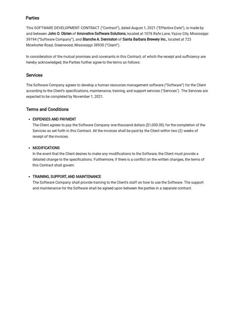 Development Contract Template