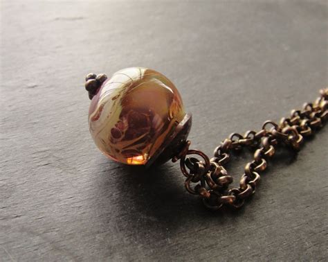 Coupon Sale Handmade Lampwork Glass Bead And Copper Chain Etsy