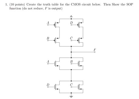 solved 1 10 points create the truth table for the cmos