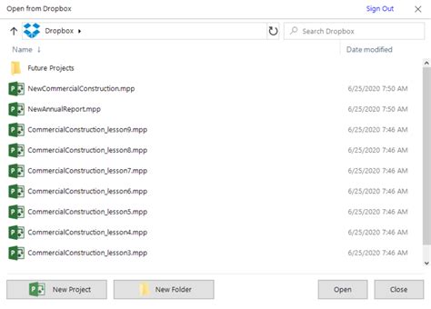 Open From Dropbox Project Plan