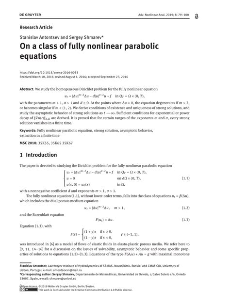Pdf On A Class Of Fully Nonlinear Parabolic Equations