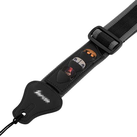 Hot 1x Electric Bass Guitar Strap W3 Pick Plectrums Holders Leather