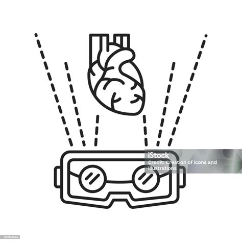 Vr 심장 수술 블랙 라인 아이콘 의학의 가상 현실 웹 페이지 모바일 앱 프로모션용 픽토그램 Ui Ux Gui 디자인 요소입니다
