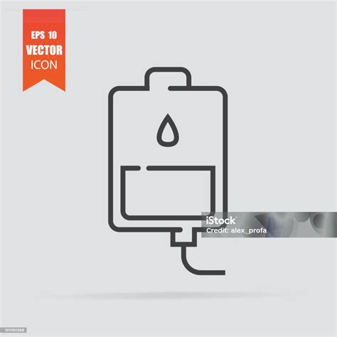 Bloed Donatie Pictogram In Vlakke Stijl Geïsoleerd Op Een Grijze