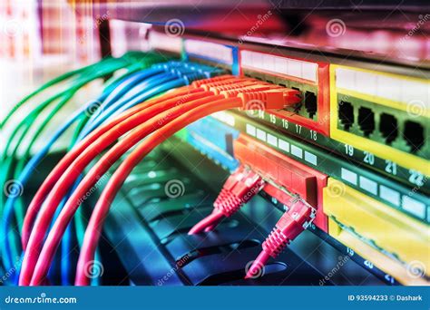 Network Switch And Ethernet Cables Stock Image Image Of Detail Internet