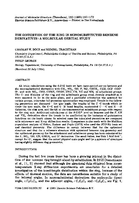 Pdf The Distortion Of The Ring In Monosubstituted Benzene Derivatives