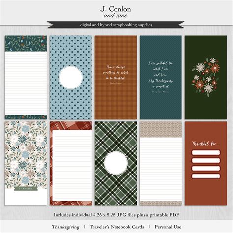 Thanksgiving Travelers Notebook Cards J Conlon And Sons