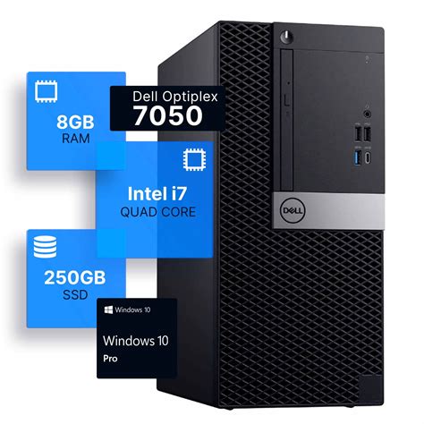 Dell Optiplex 7050 Desktop Pc Intel I7 Quad Core Cpu 8gb Ddr4