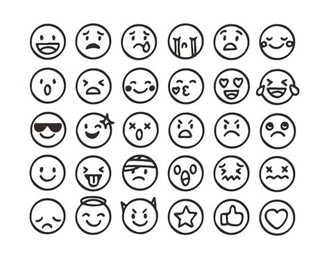 Premium Vector Handrawn Line Art Emoji Pack