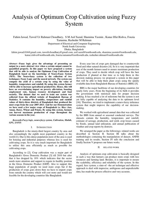 Pdf Analysis Of Optimum Crop Cultivation Using Fuzzy System