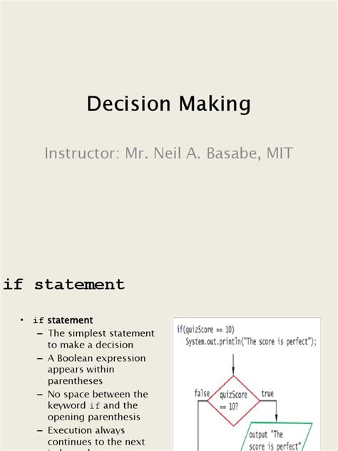 Decision Making Instructor Mr Neil A Basabe Mit Pdf Boolean Data Type Bracket