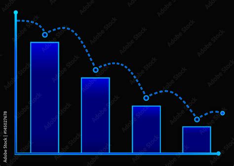 Decreasing Bar Graph With Blue Arrow Isometric Bar Graph With Two