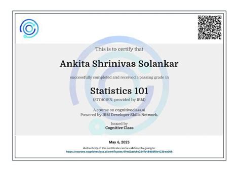 Ibm Cognitiveclass Statistics Lifelonglearning Datascience Ankita Solankar