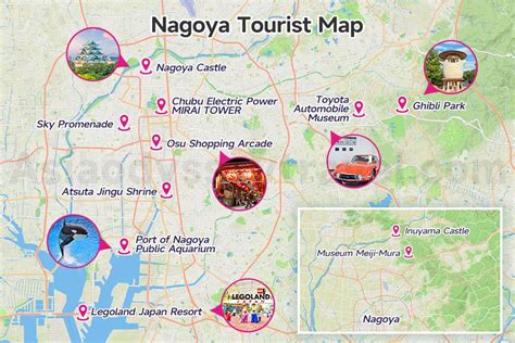 Nagoya Japan Map Tourist Map With Ghibli Park And Legoland