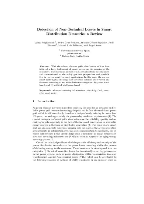 Pdf Detection Of Non Technical Losses In Smart Distribution Networks