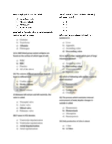 Solution Anatomy And Physiology 1st Semester Bsn Mcqs Kmu Educational