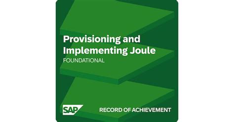 Provisioning And Implementing Joule Record Of Achievement Was Issued