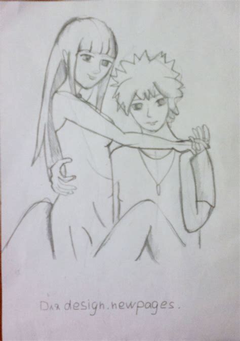 Как нарисовать влюблённую аниме пару Наруто и Хинату поэтапно