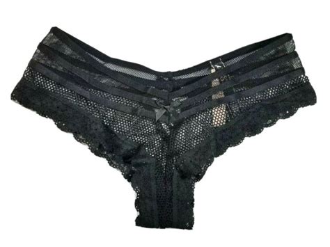 Victorias Secret Very Fishnet Mesh Cutout Back Cheeky Panty Black S