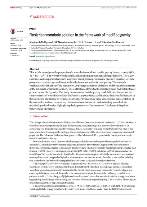 Finslerian Wormhole Solution In The Framework Of Modiﬁed Gravity Request Pdf