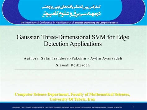 gaussian three dimensional svm for edge detection applications ppt
