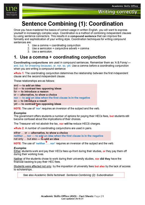 Sentence Combining 1 Coordination Schemes And Mind Maps English