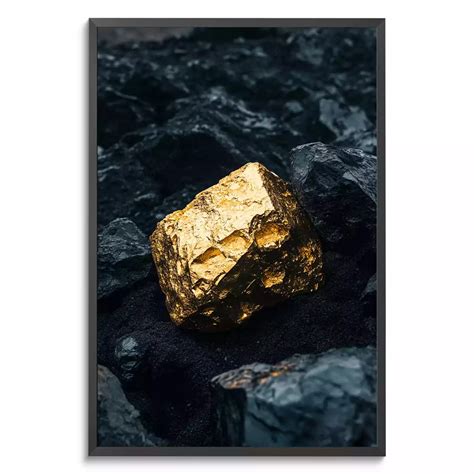 Quadro Dourado Tesouro Oculto Nas Rochas Negras Mioquadros