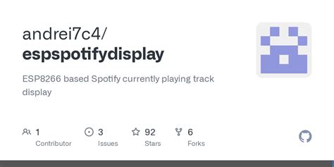GitHub Andrei C Espspotifydisplay ESP Based Spotify Currently Playing Track Display