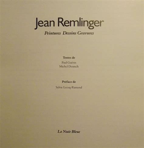 Jean Remlinger Peintures Dessins Gravures Paul Guerin With Michel Deutsch First Edition