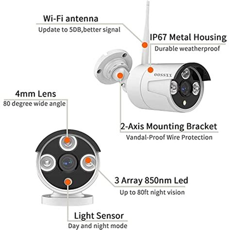 Oossxx Ip67 Waterproof Wifi Camera Wireless Surveillance Camera