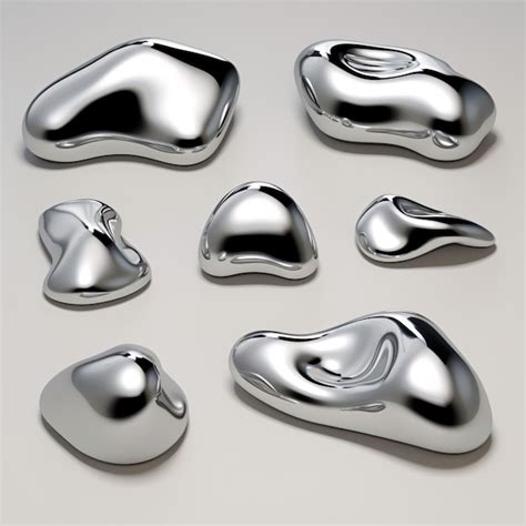 Inflated Metal Objects Creating A Realistic 3d Chrome Abstract Liquid