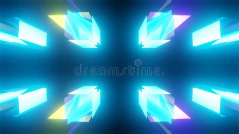 Abstract Vj Loop With Pulsating Shapes And Lines Neon Blue Orange