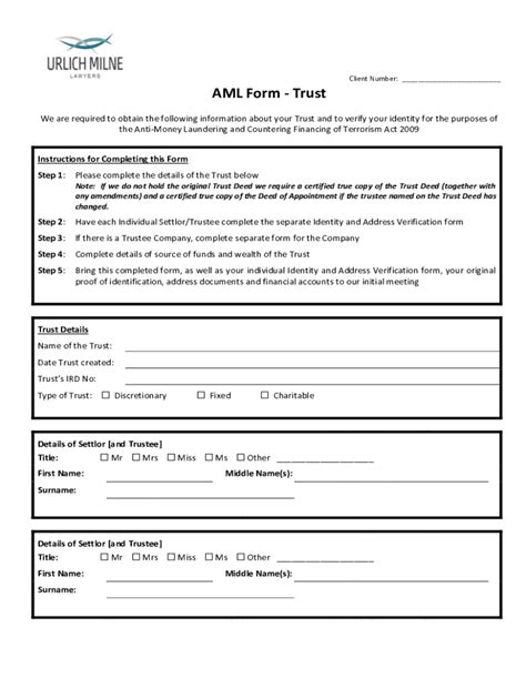 Fillable Online Aml Form Trust Fax Email Print Pdffiller