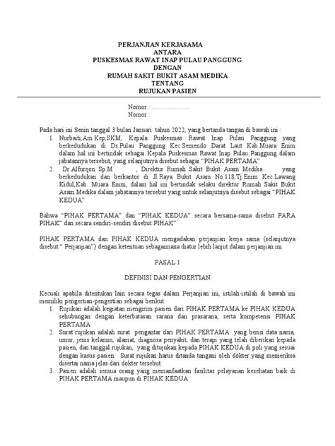 Perjanjian Kerjasama Ptba Pdf