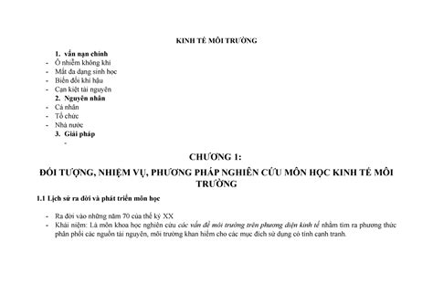 KINH TẾ MÔI TRƯỜNG abc KINH TẾ MÔI TRƯỜNG vấn nạn chính Ô nhiễm không khí Mất đa dạng sinh
