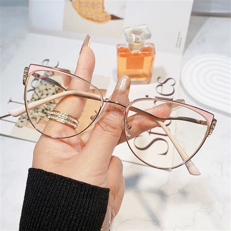 Cat Eye Diamond Frame Anti Radiation Fashion Eyeglasses For Women