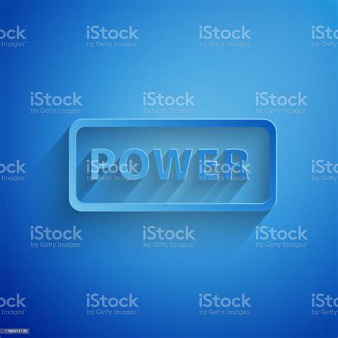 剪紙 電源按鈕圖示隔離在藍色背景上開始符號紙藝術風格向量插圖向量圖形及更多互聯網圖片 互聯網 個人電腦 圓形 Istock